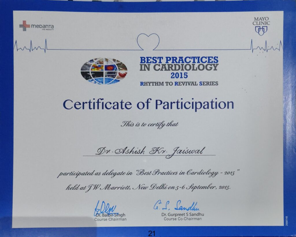 Awards & Achievements | Dr. Ashish Jaiswal - Cardiologist